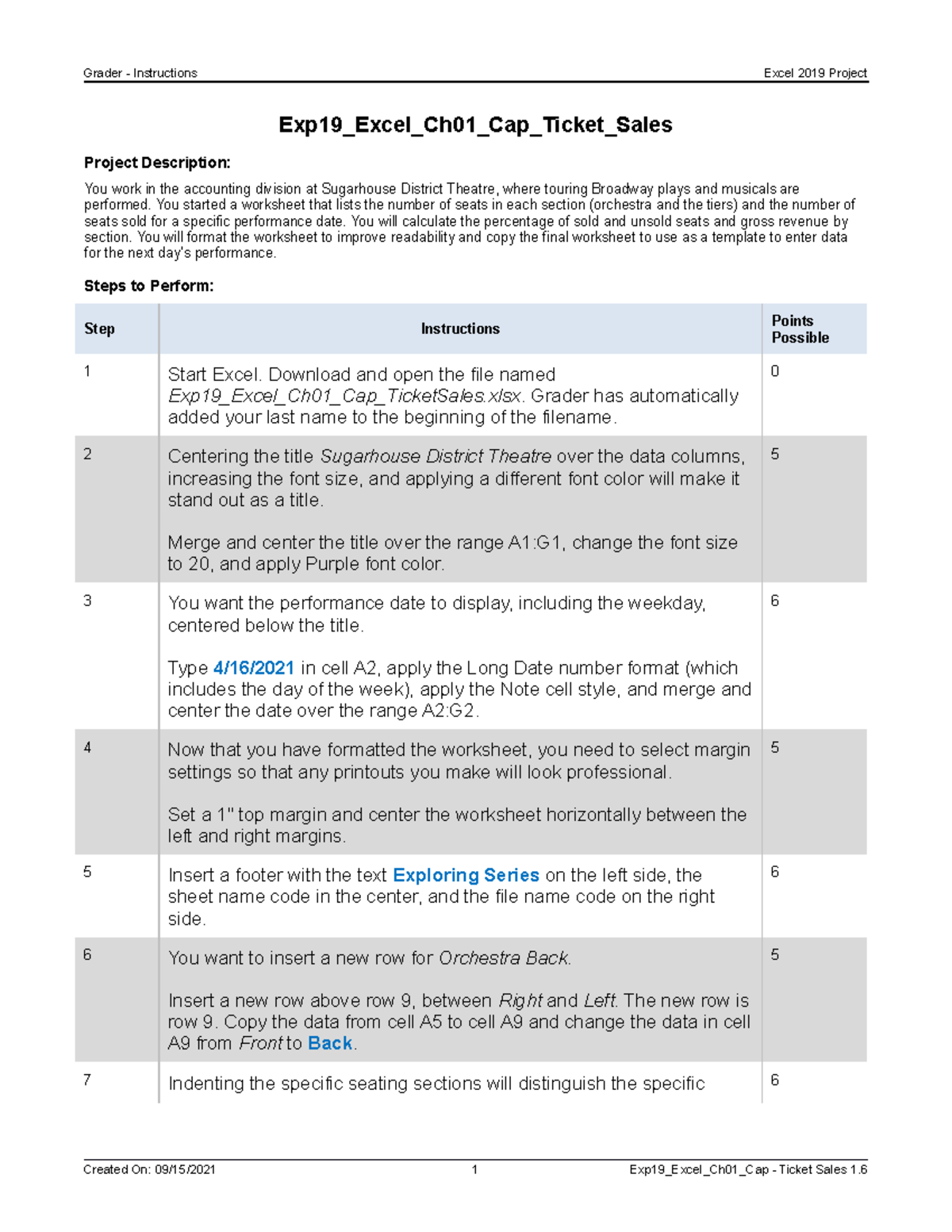 Exp19 Excel Ch01 Cap Ticket Sales Instructions - Exp19_Excel_Ch01_Cap_Ticket_Sales Project - Studocu