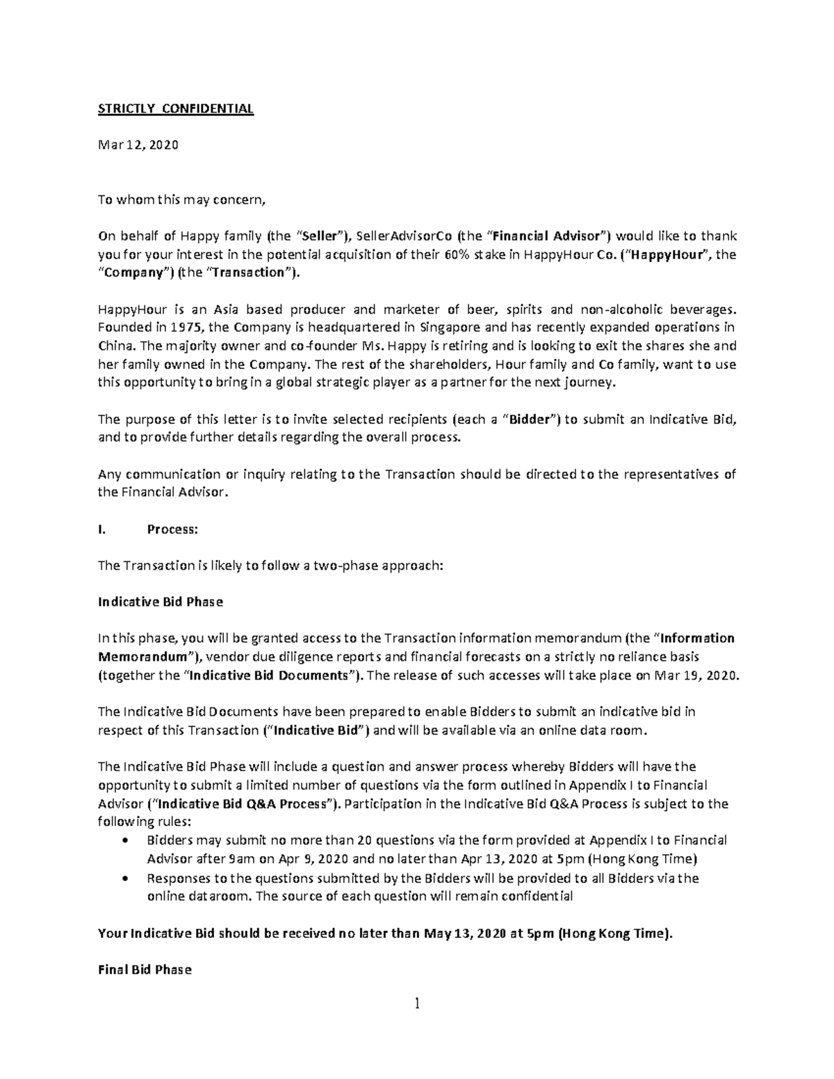 Task 2 - Process Letter v3 - STRICTLY CONFIDENTIAL Mar 12, 2020 To whom ...