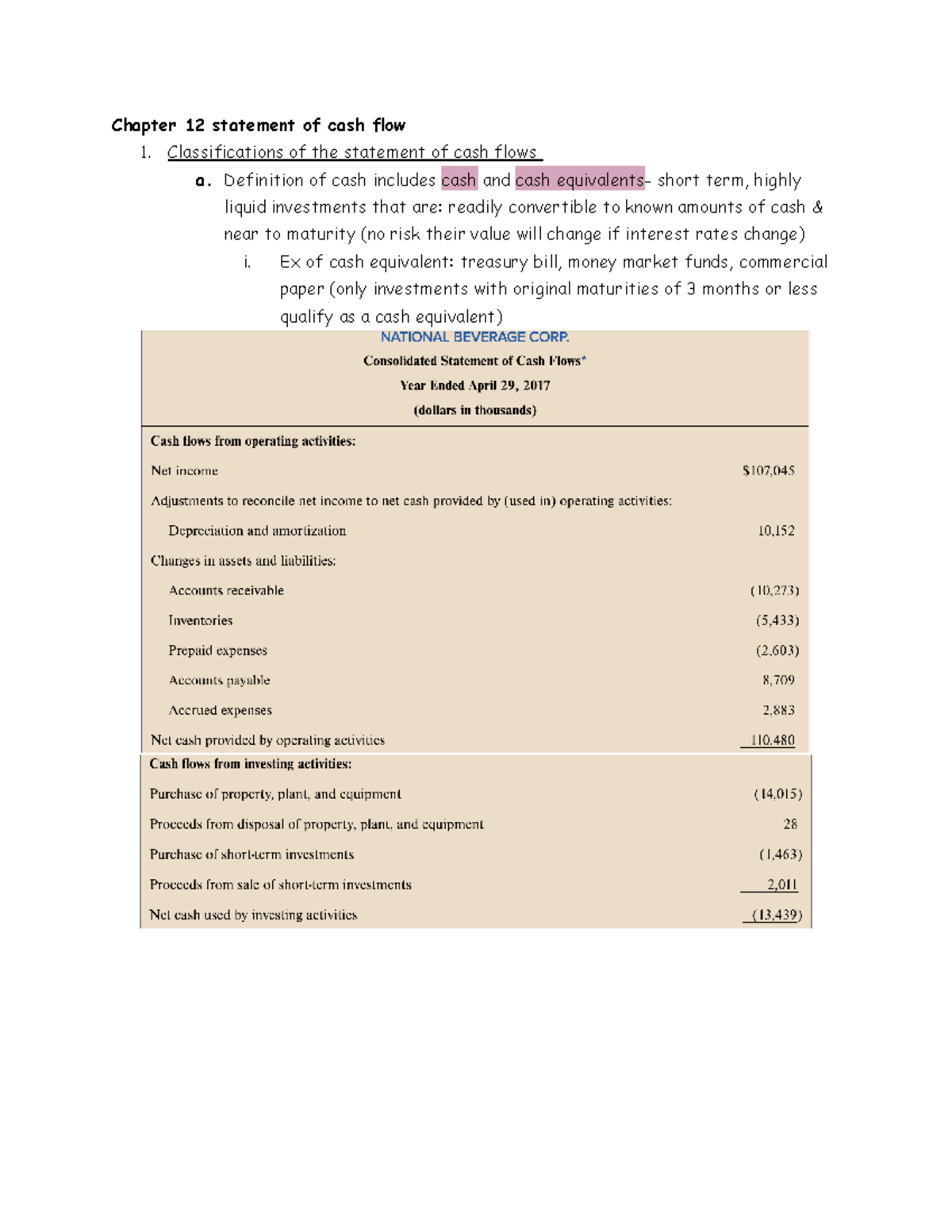 Chapter 12 (statement of cash flow) - Chapter 12 statement of cash flow ...