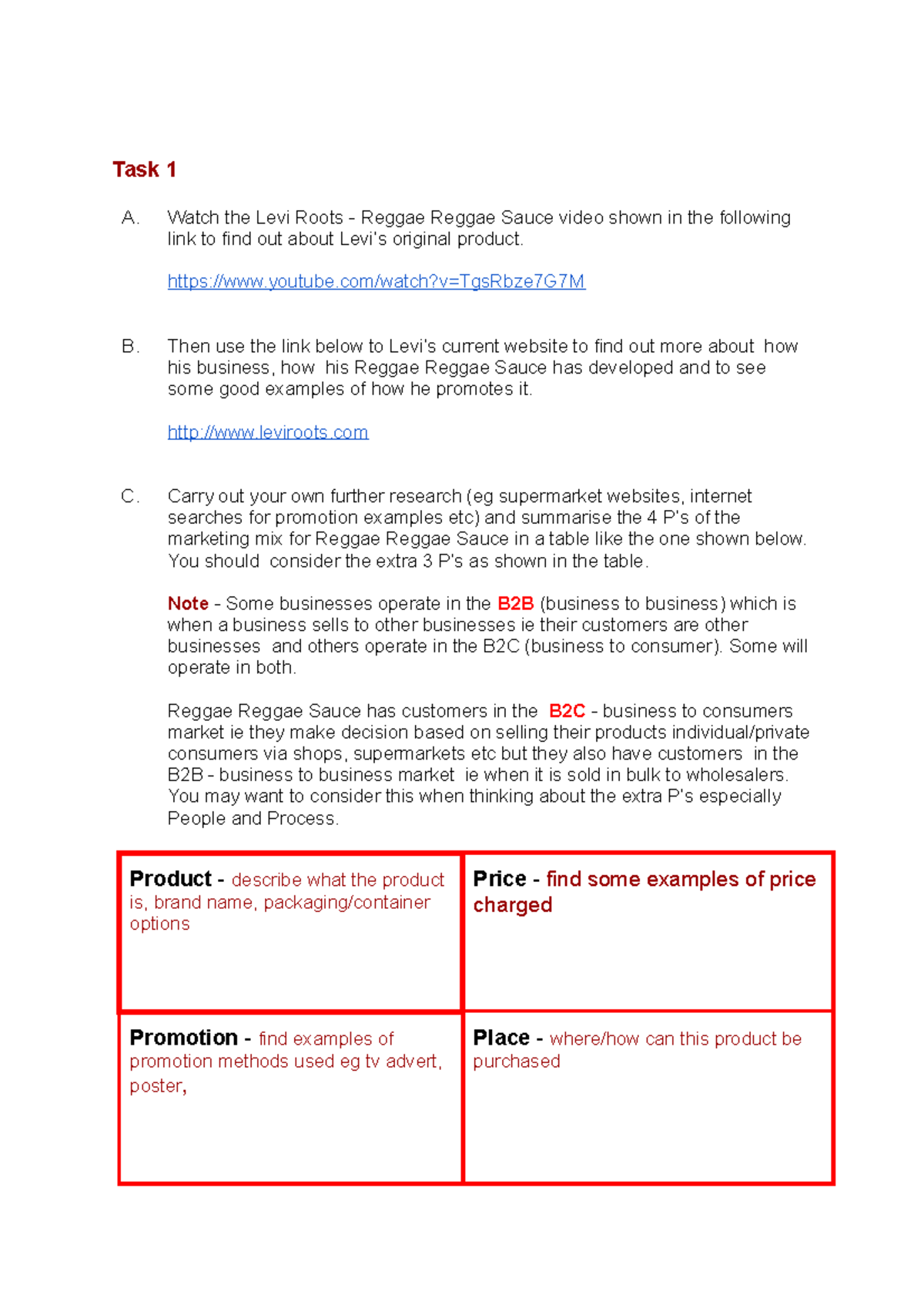 Levi roots task u2 - Task 1 A. Watch the Levi Roots - Reggae Reggae ...