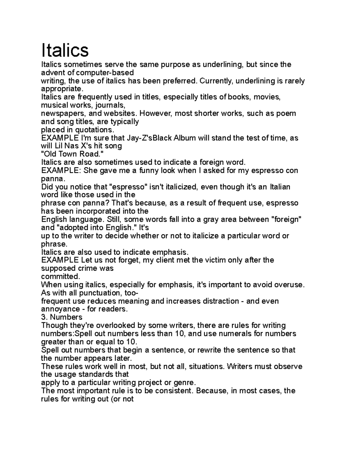 Italics - Composition I - Italics Italics sometimes serve the same ...