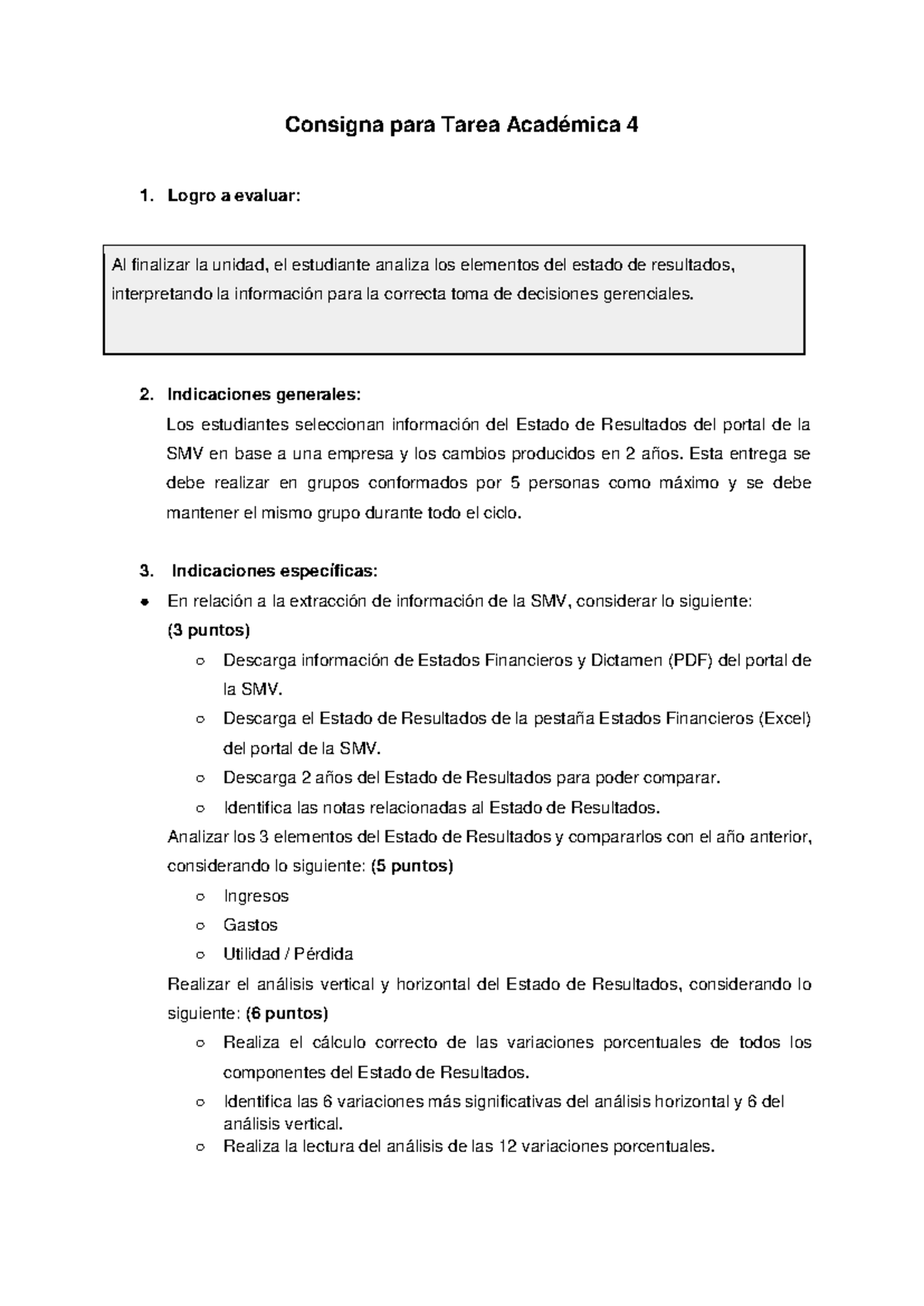 GC AD15 TA4 22C2A - Consigna para Tarea Académica 4 Logro a evaluar: Al finalizar la unidad, el ...