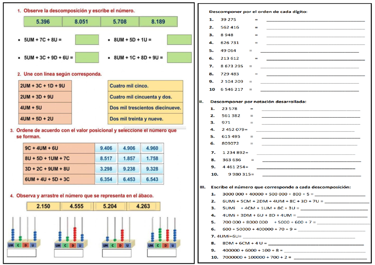 descomposición de números hasta el millon - Matemática I - Studocu