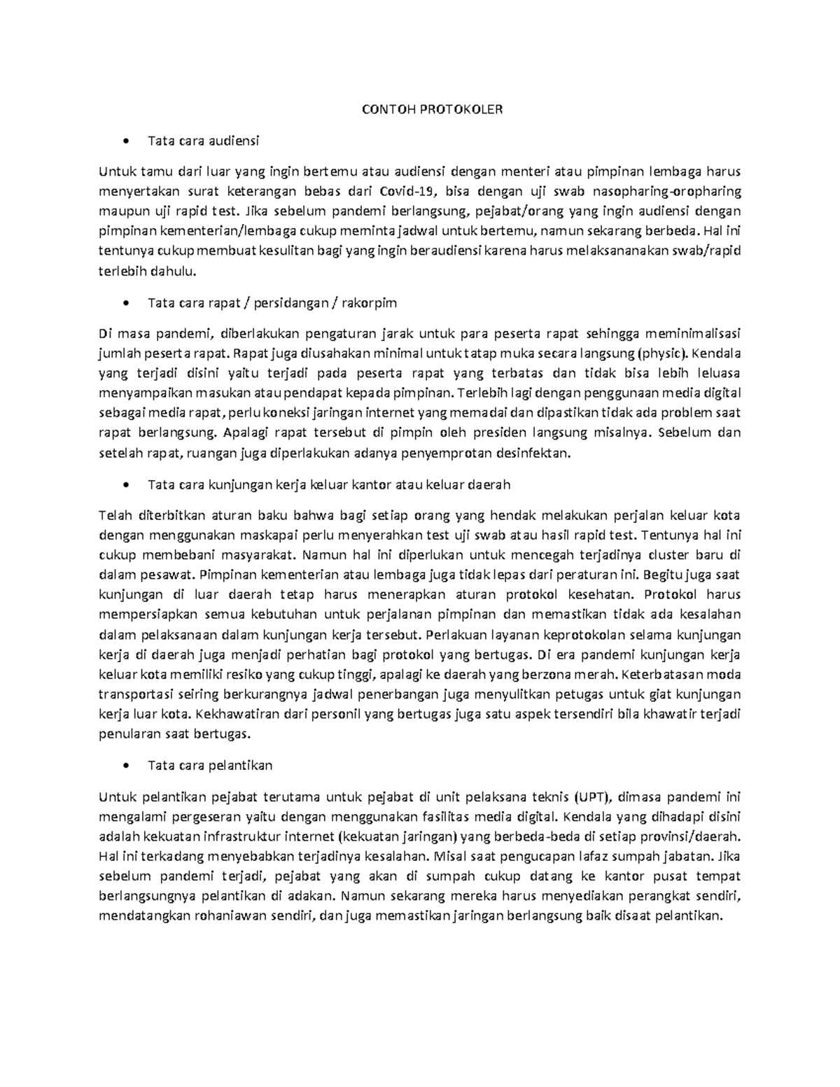 Contoh Protokoler - CONTOH PROTOKOLER Tata cara audiensi Untuk tamu ...