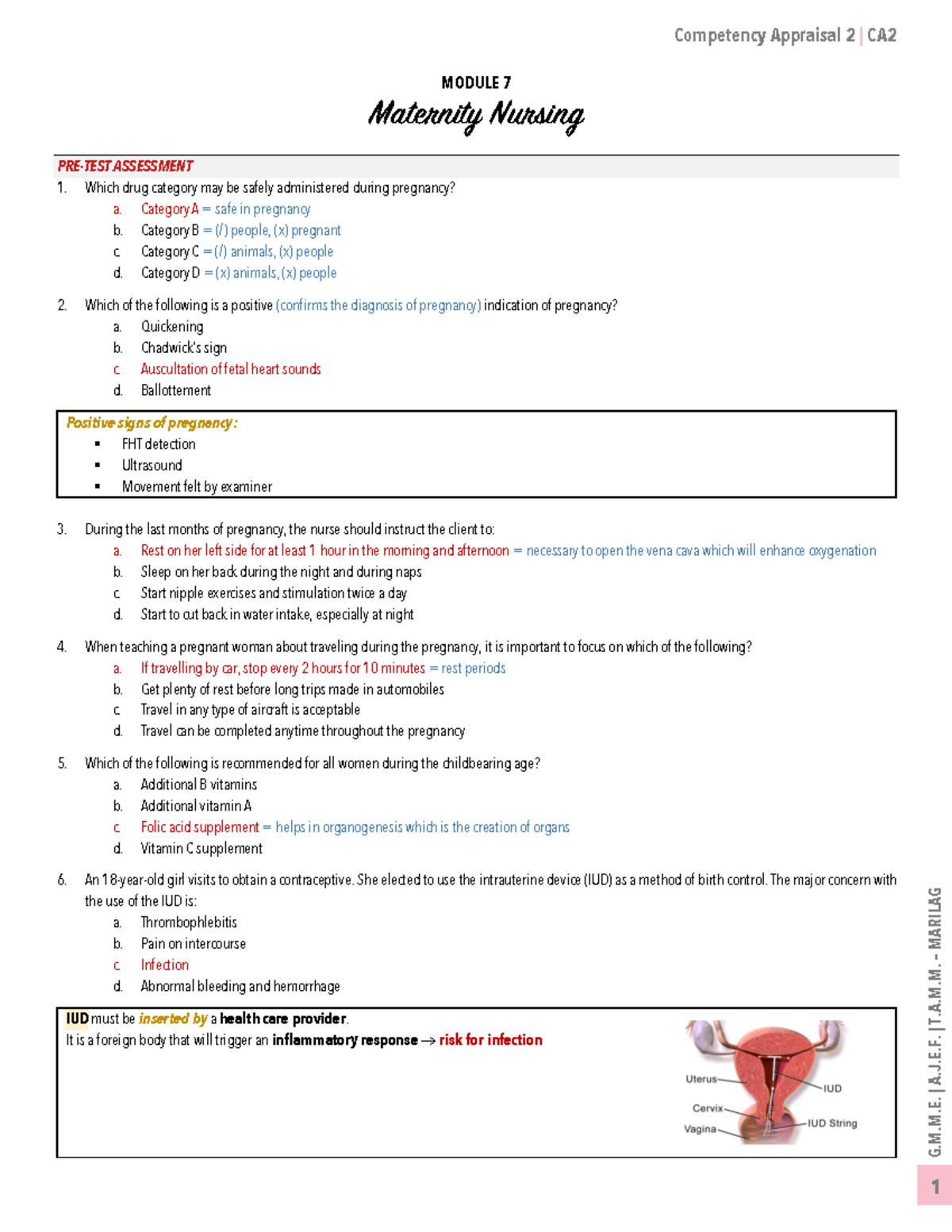 MATERNAL AND CHILD NURSING - G.M.M. | A.J.E. | T.A.M. – MARILAG MODULE ...