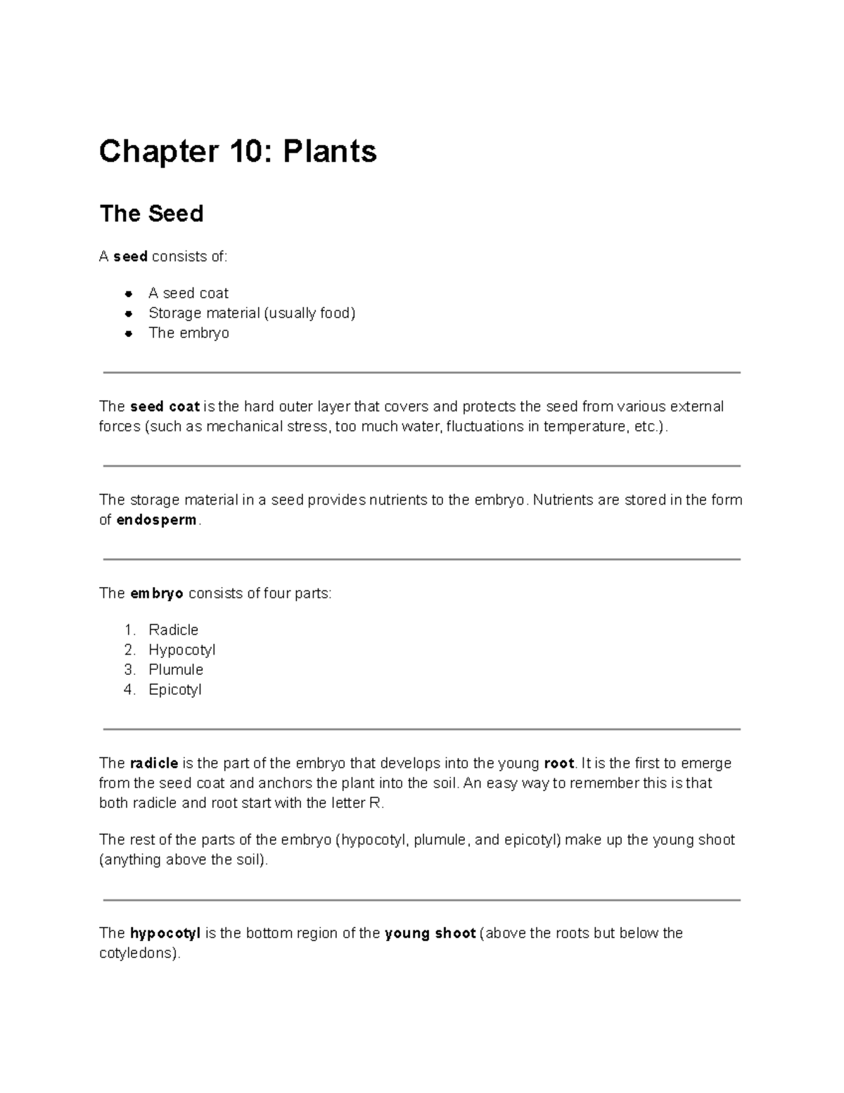 Chapter 10 Plants p1 - Lecture notes 3 - Chapter 10: Plants The Seed A ...