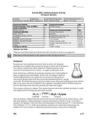 Cheat Sheet enzyme lab - “Cheat Sheet” Enzyme Lab Title: You can name ...
