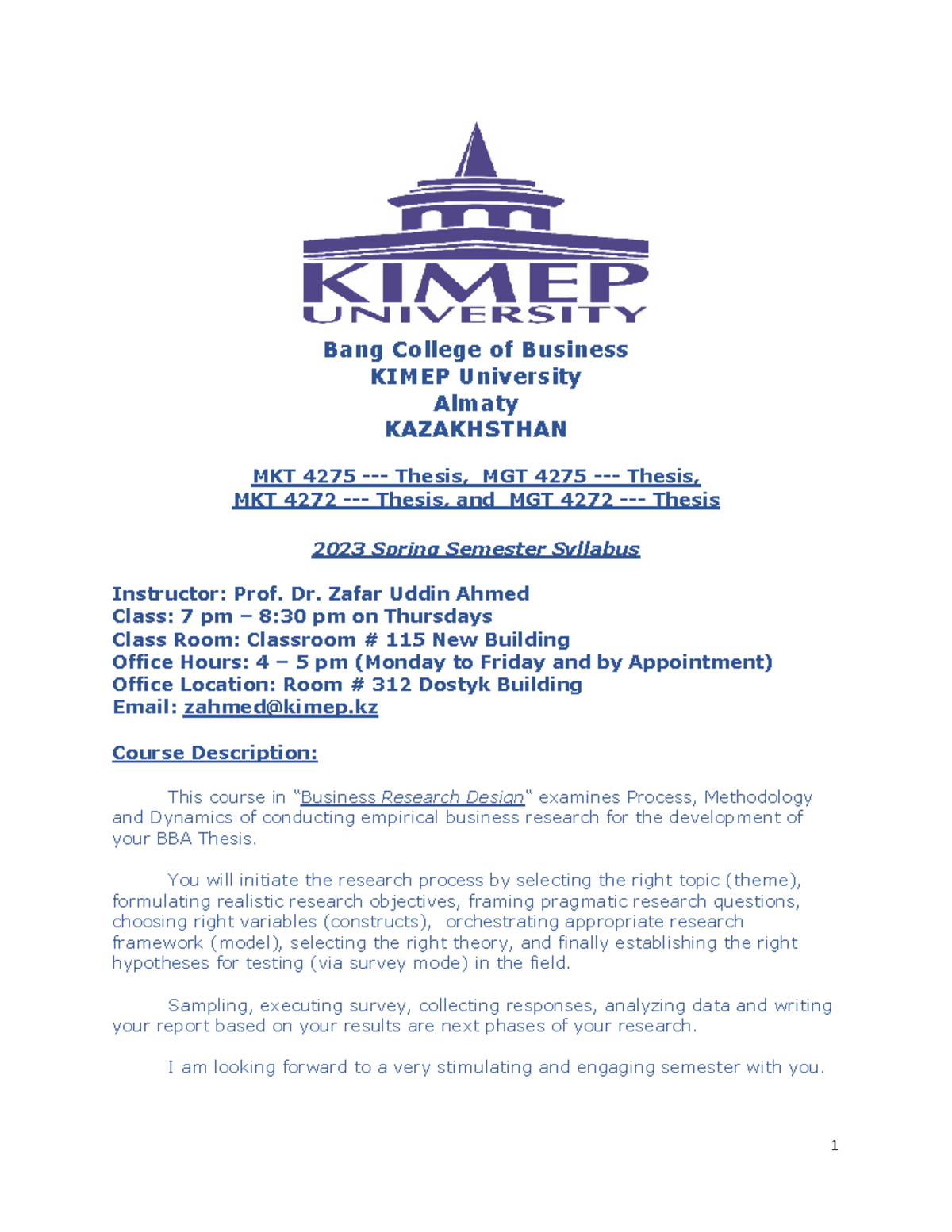 Kimep+BBA+Thesis+Syllabus - Bang College of Business KIMEP University ...