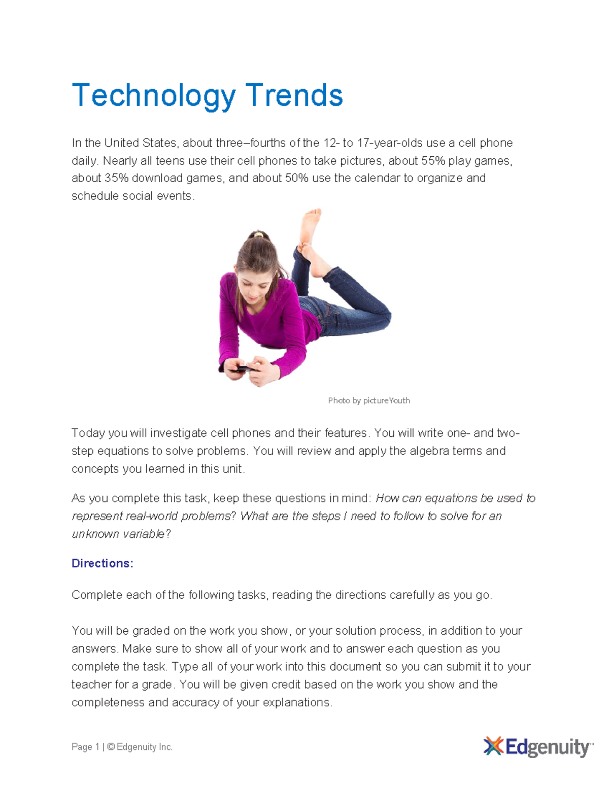 Equations Worksheet - Technology Trends In the United States, about ...