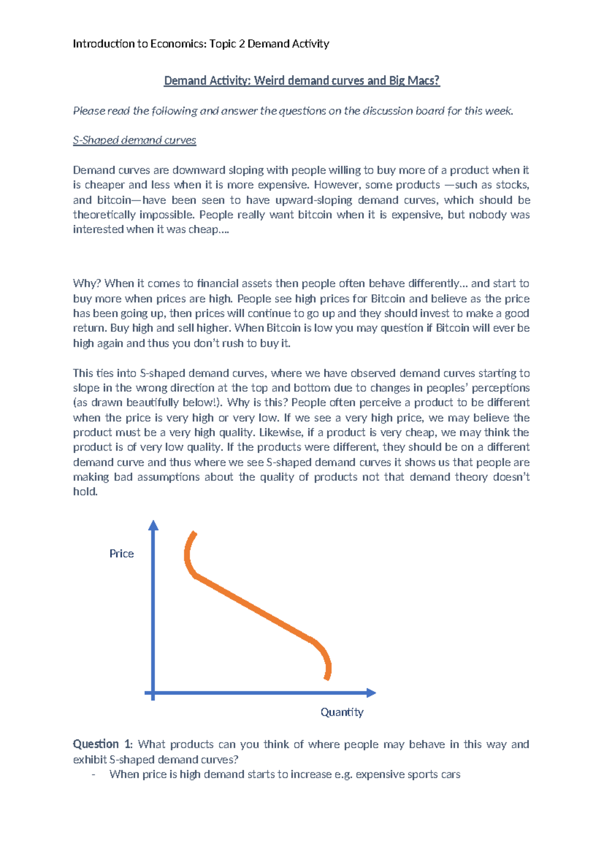 2. Demand Activity - Introduction to Economics: Topic 2 Demand Activity ...