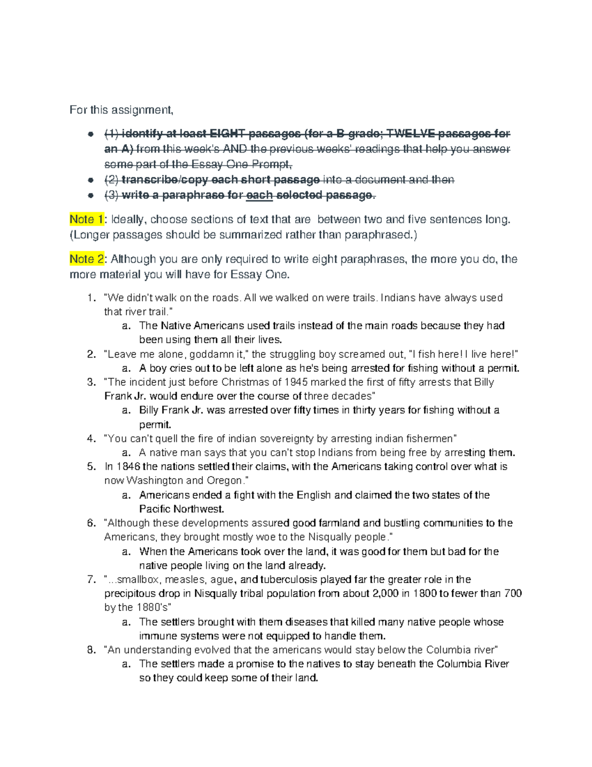 English Assignment 3 - For this assignment, (1) identify at least EIGHT ...