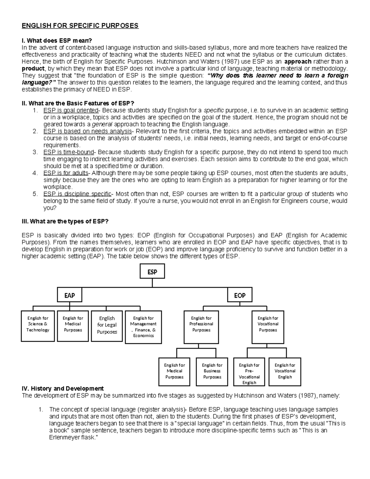 English FOR Specific Purposes - ENGLISH FOR SPECIFIC PURPOSES I. What ...