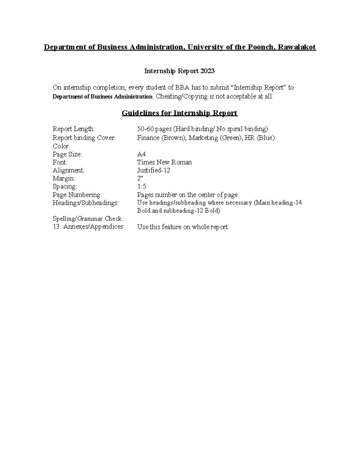 BBA Internship report guideline - Department of Business Administration ...