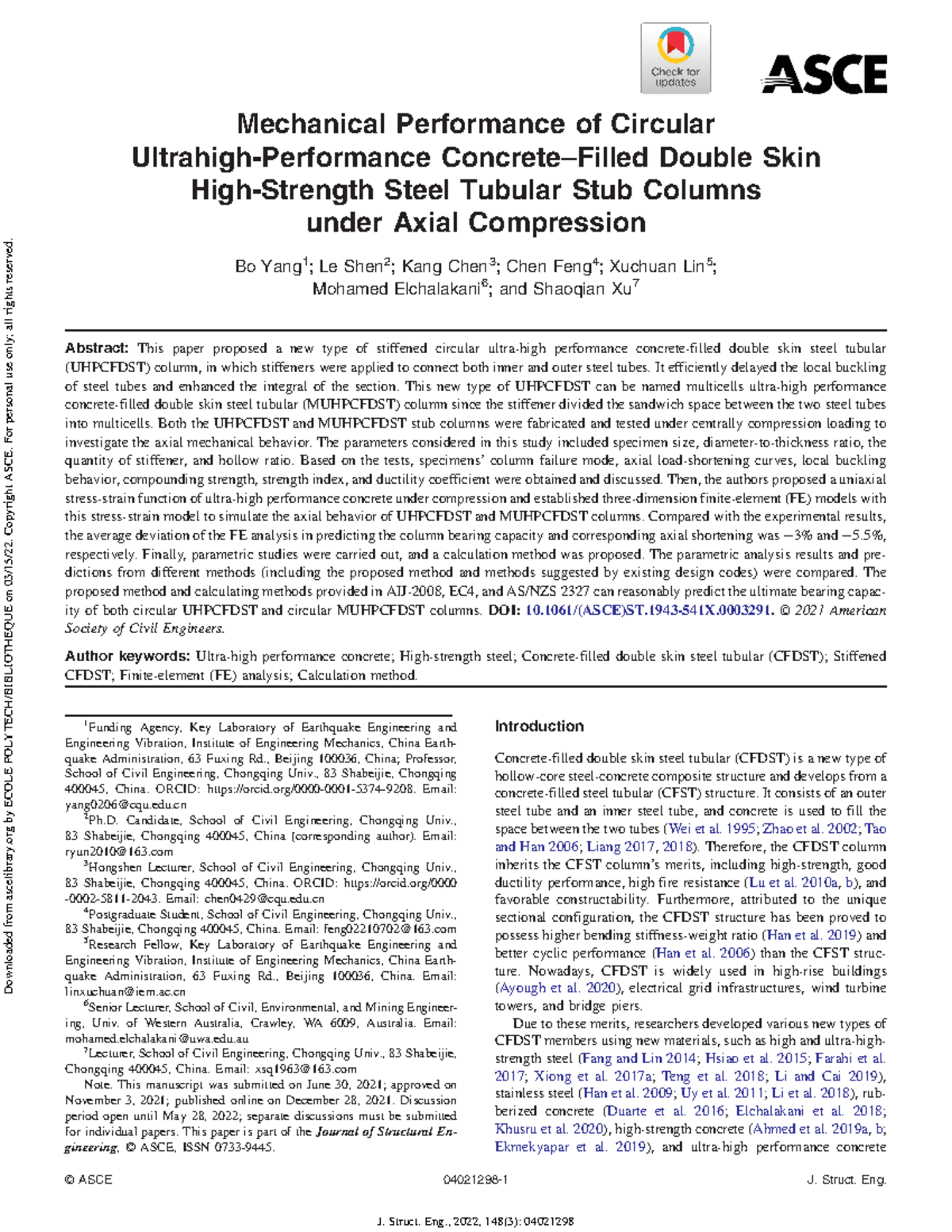 Code Eqn for CFST - good paper - Mechanical Performance of Circular ...