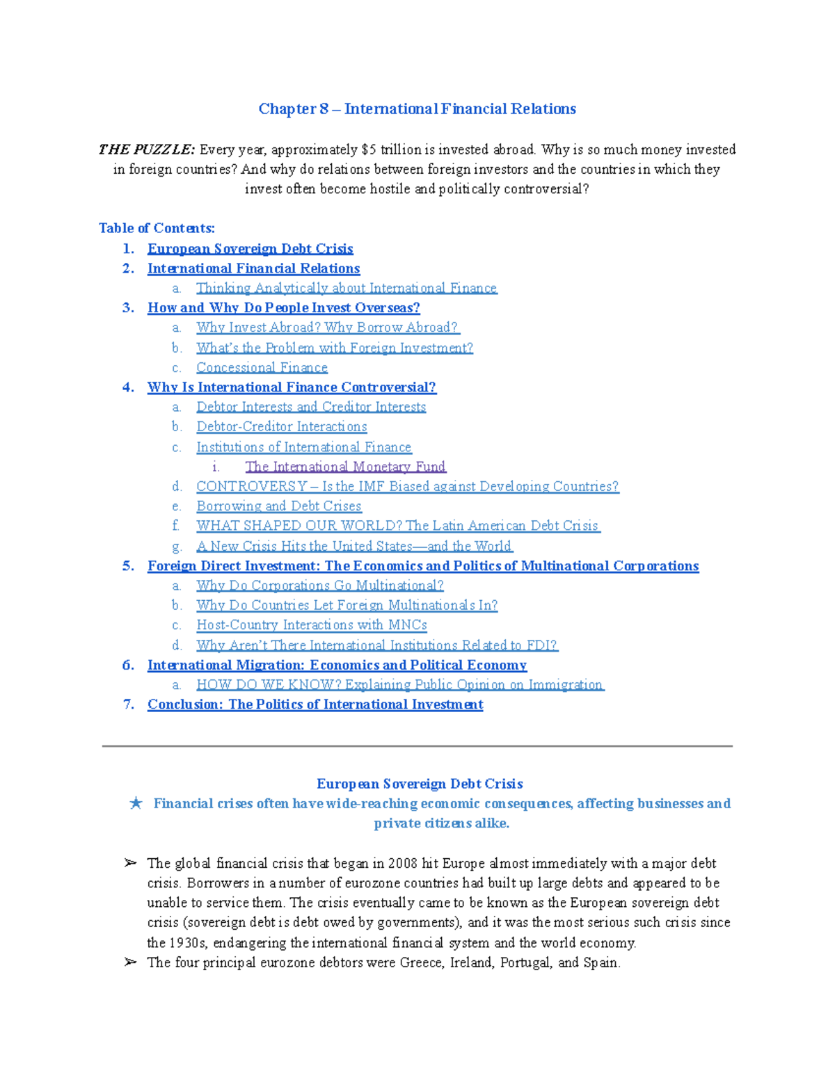 International Relations Chapter 8 Notes - Chapter 8 – International ...