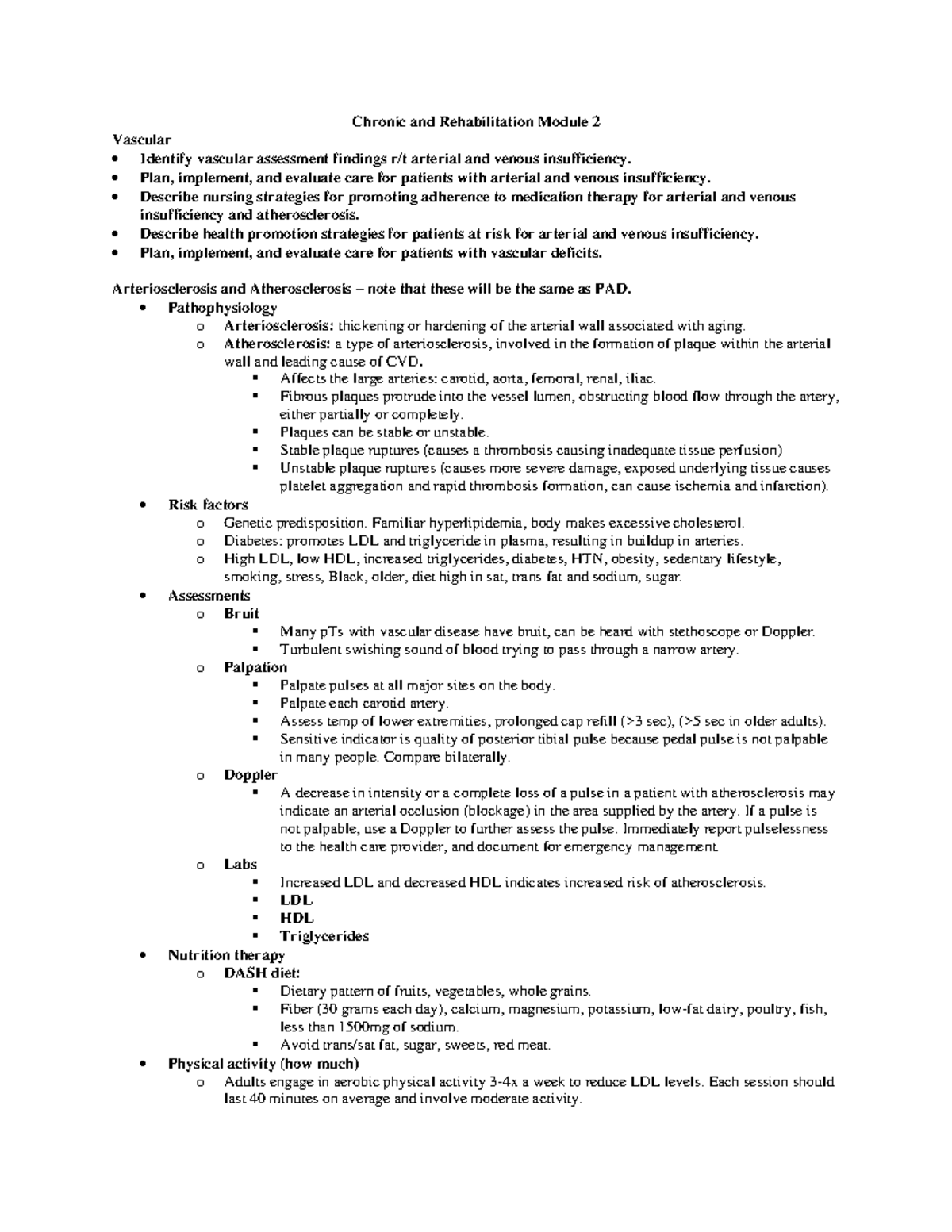 Chronic and Rehabilitation Module 2 Study Guide - Chronic and ...