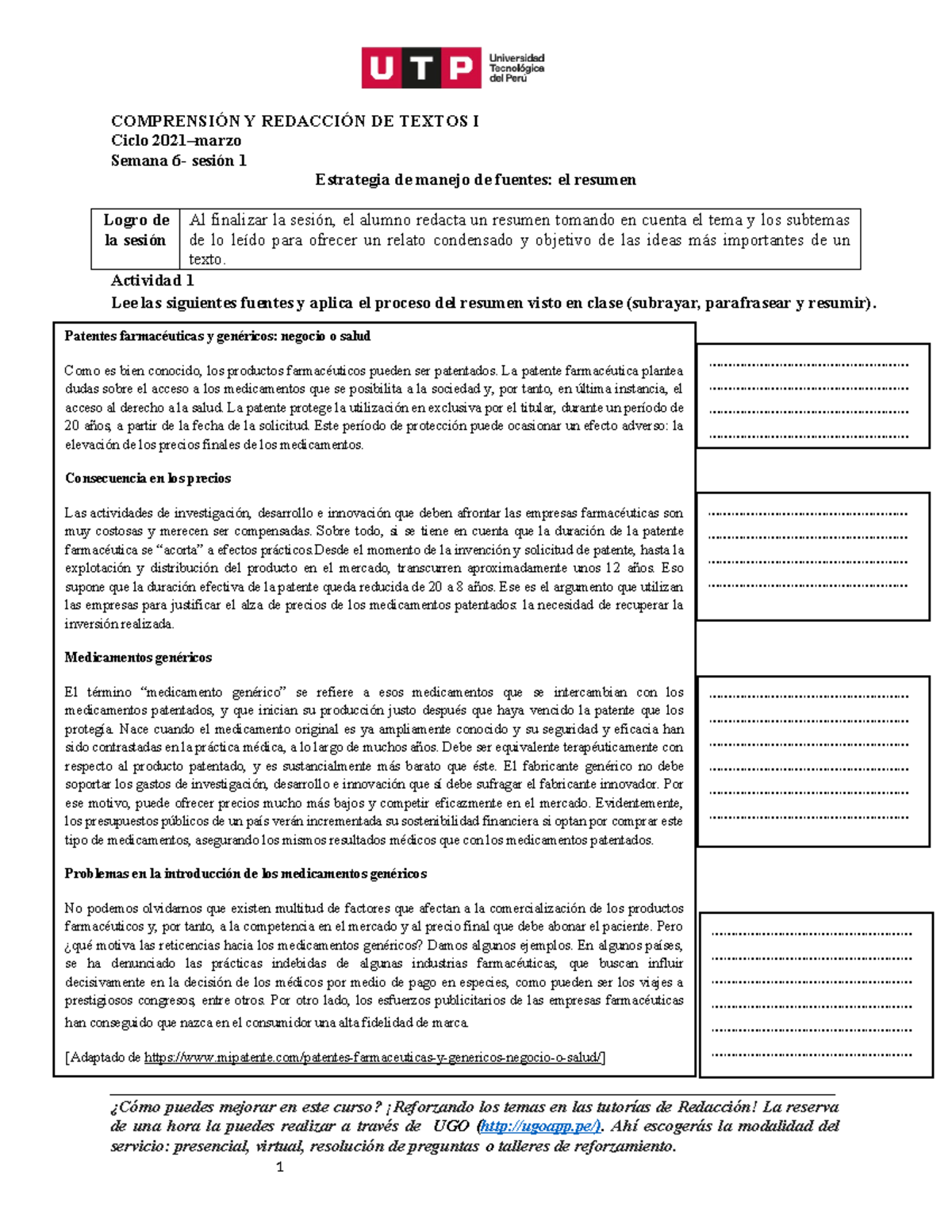 S06.s1 Material de clase (resumen) 2021-marzo - COMPRENSIÓN Y REDACCIÓN ...