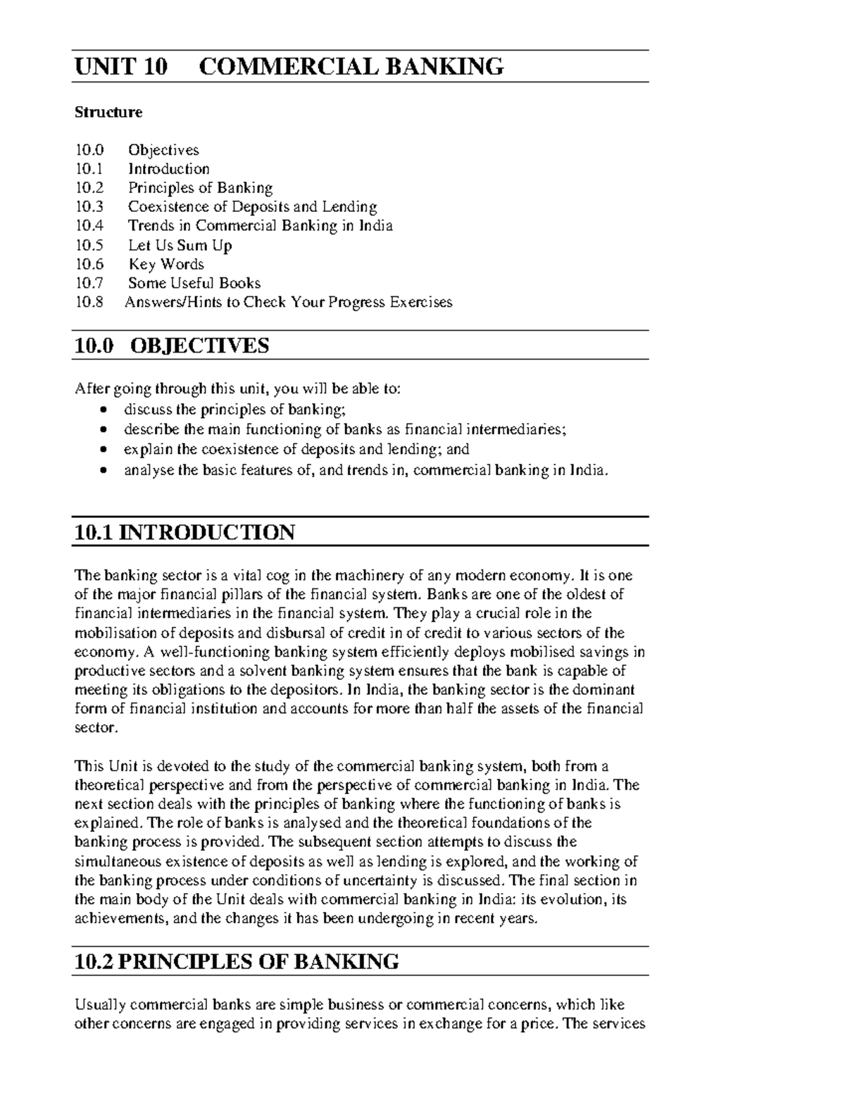 Unit-10 - UNIT 10 COMMERCIAL BANKING Structure 10 Objectives 10 ...
