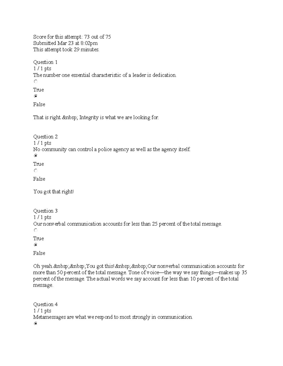 Quiz Whisenand Decisions, Integrity, Vision, and Communication - Score for this attempt: 73 out ...