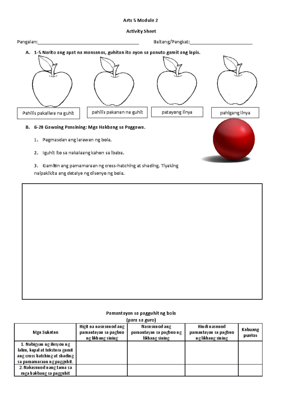 Arts 5 Quarter 1 module 2 - Arts 5 Module 2Activity Sheet - Studocu