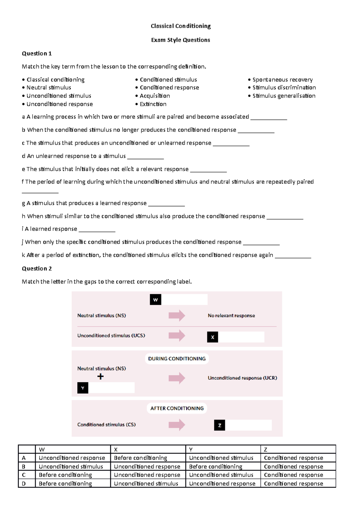 Models%20of%20Learning%20Exam%20Questions - Classical Conditioning Exam ...