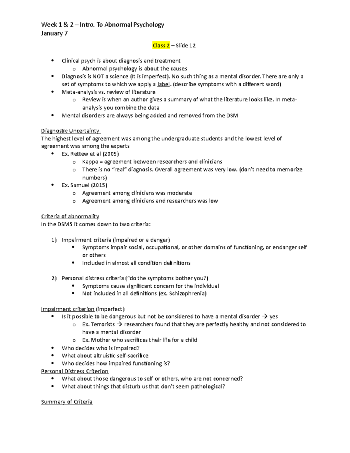 Psych2AP3 - Introduction to Abnormal Psychology - Week 1 & 2 – Intro ...