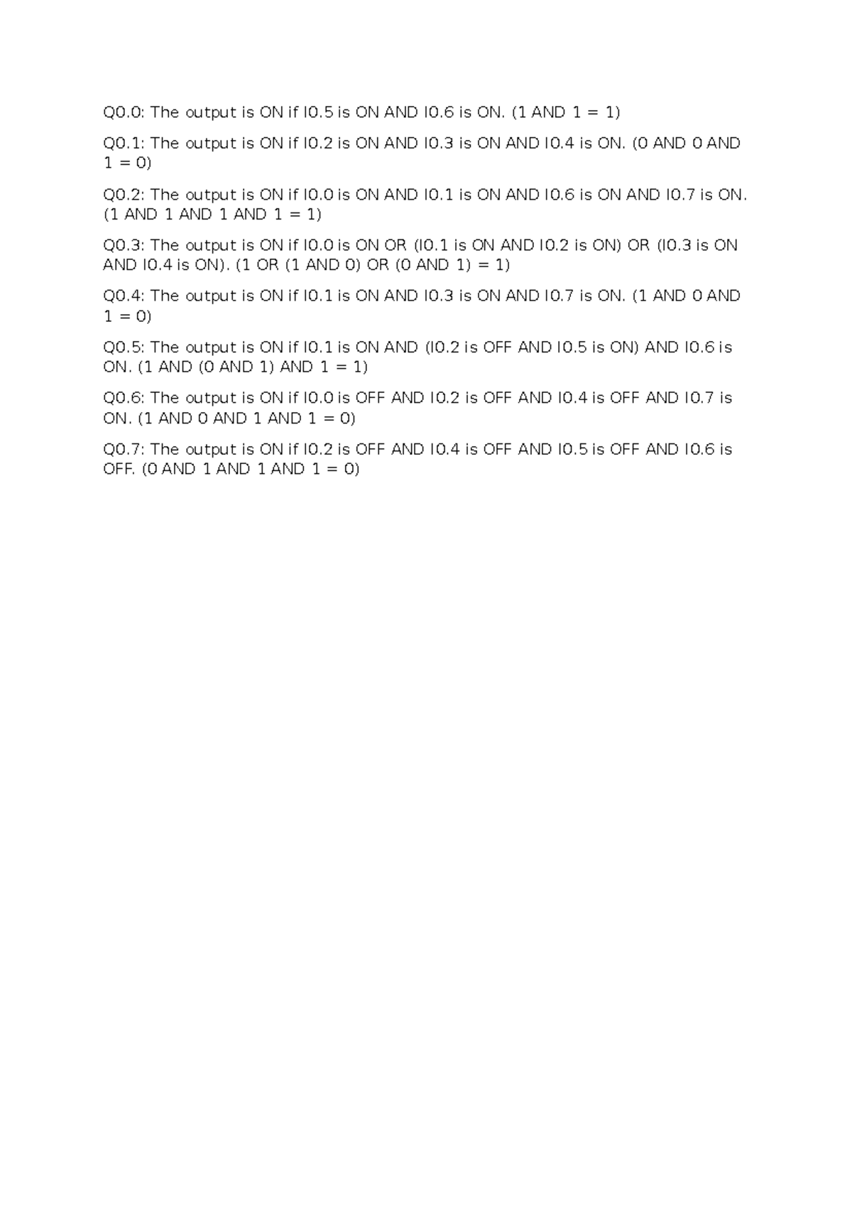 Ass4 Simple Bit Concepts Q0 The Output Is On If I0 Is On And I0 Is On 1 And 1 1 Q0