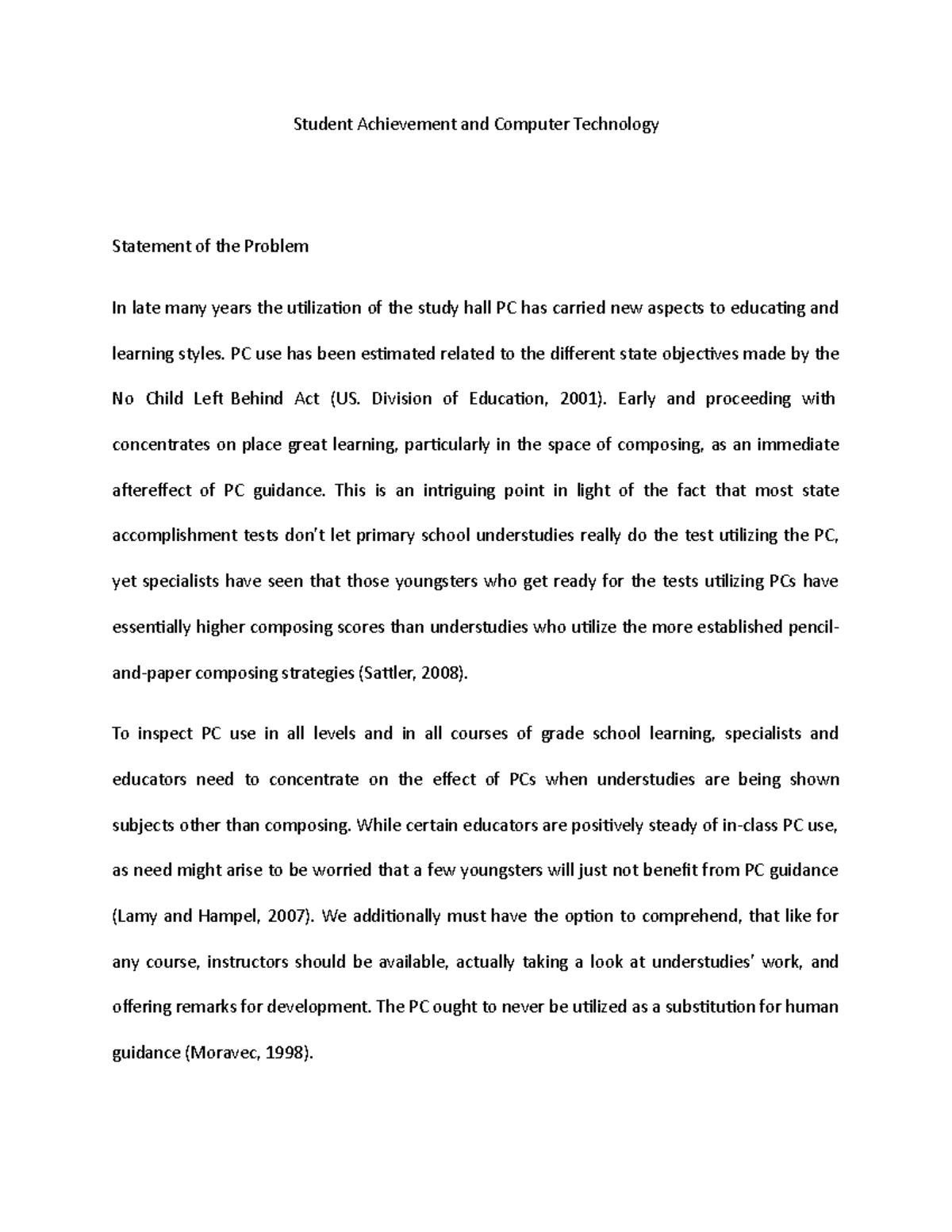 Student Achieve - Student Achievement and Computer Technology Statement ...