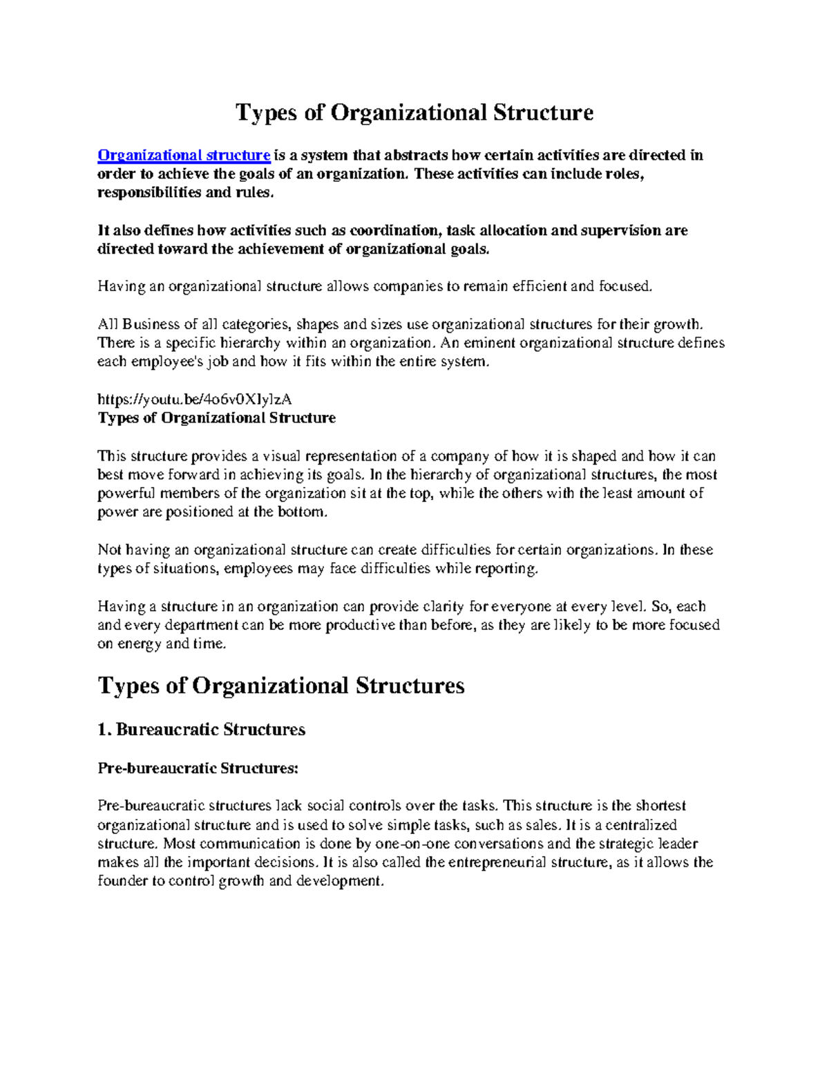 Types of Organizational Structure - Types of Organizational Structure ...