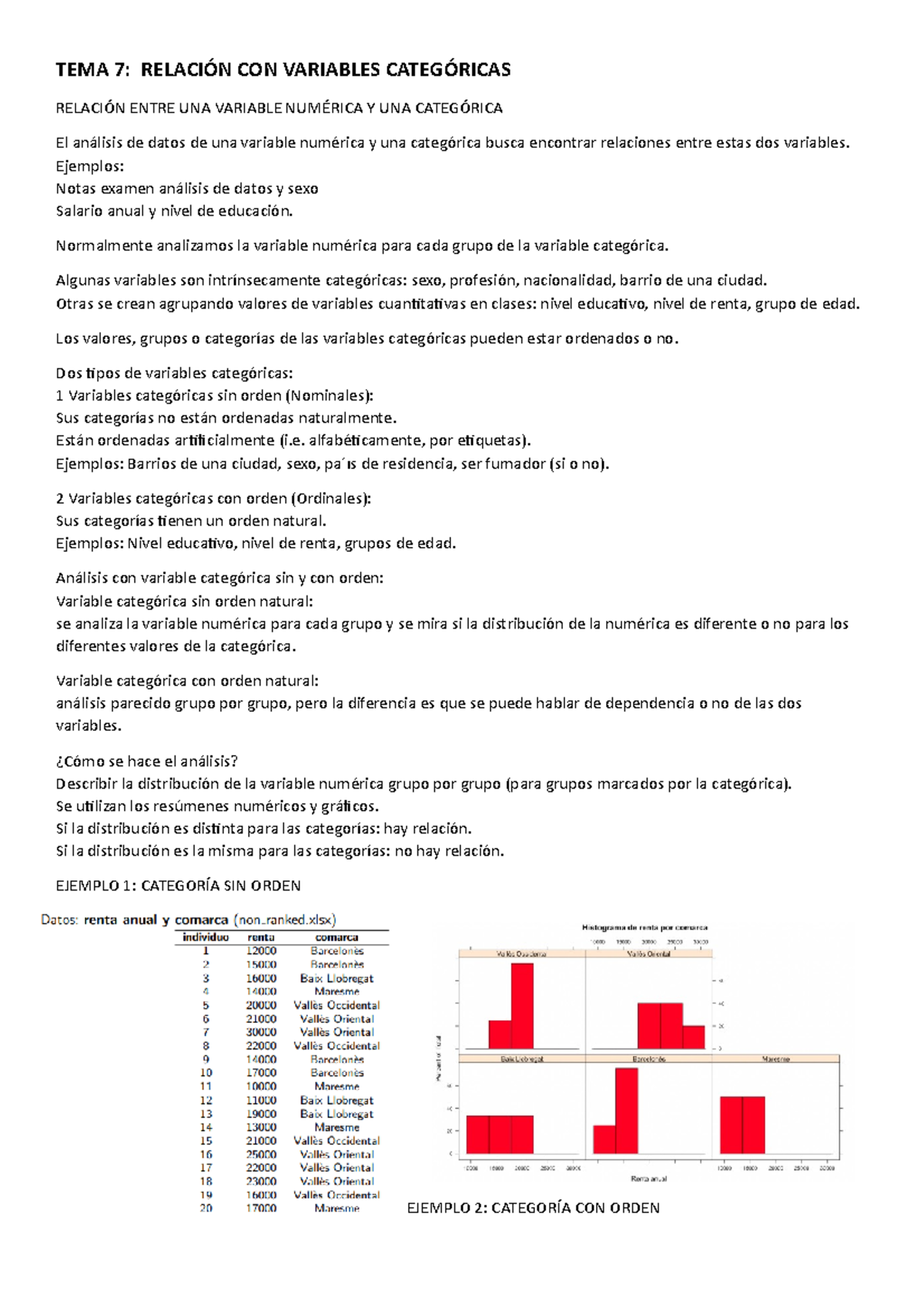 TEMA 7 - apuntes tema 7 - TEMA 7: RELACIÓN CON VARIABLES CATEGÓRICAS ...