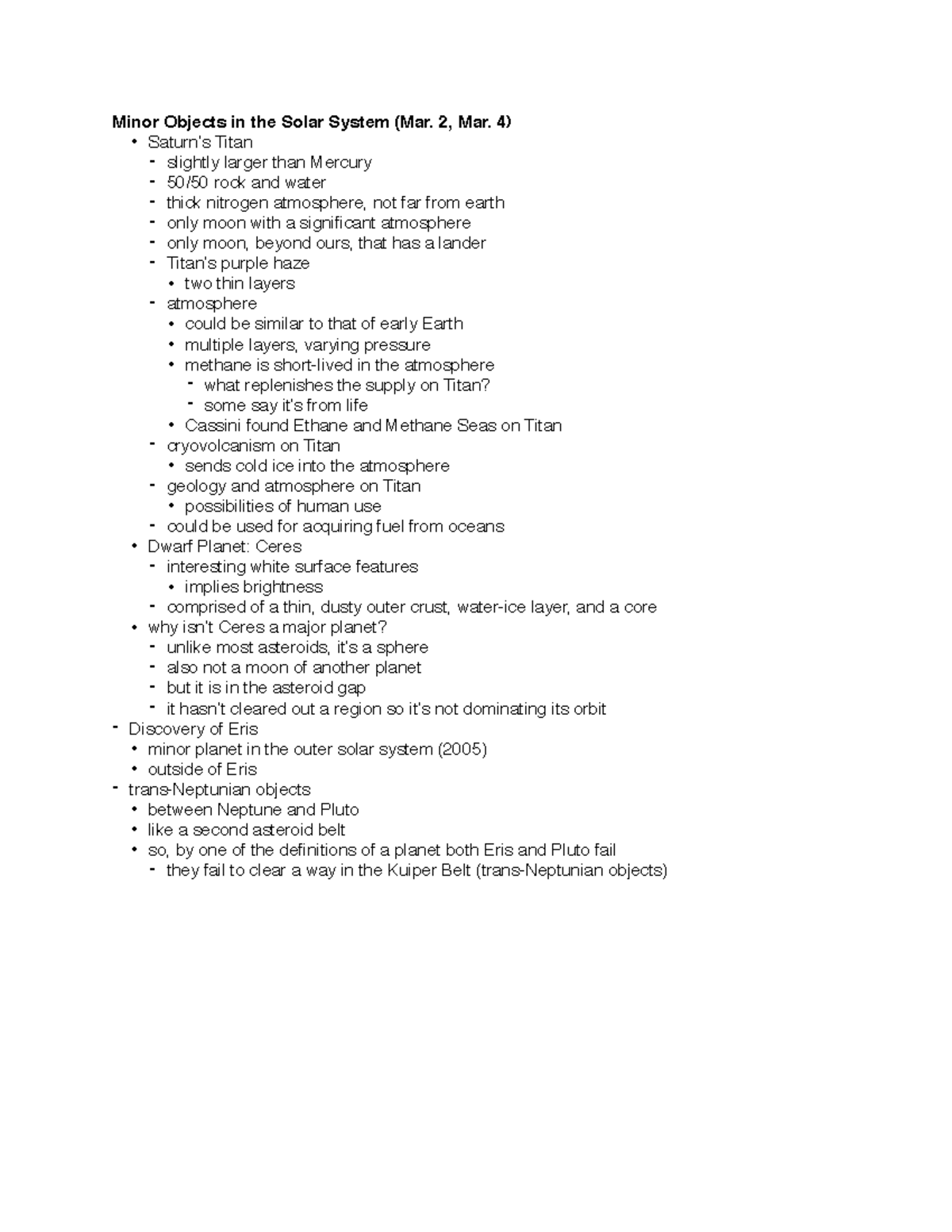 Minor Objects in the Solar System (Mar. 2, Mar. 4) - Minor Objects in ...