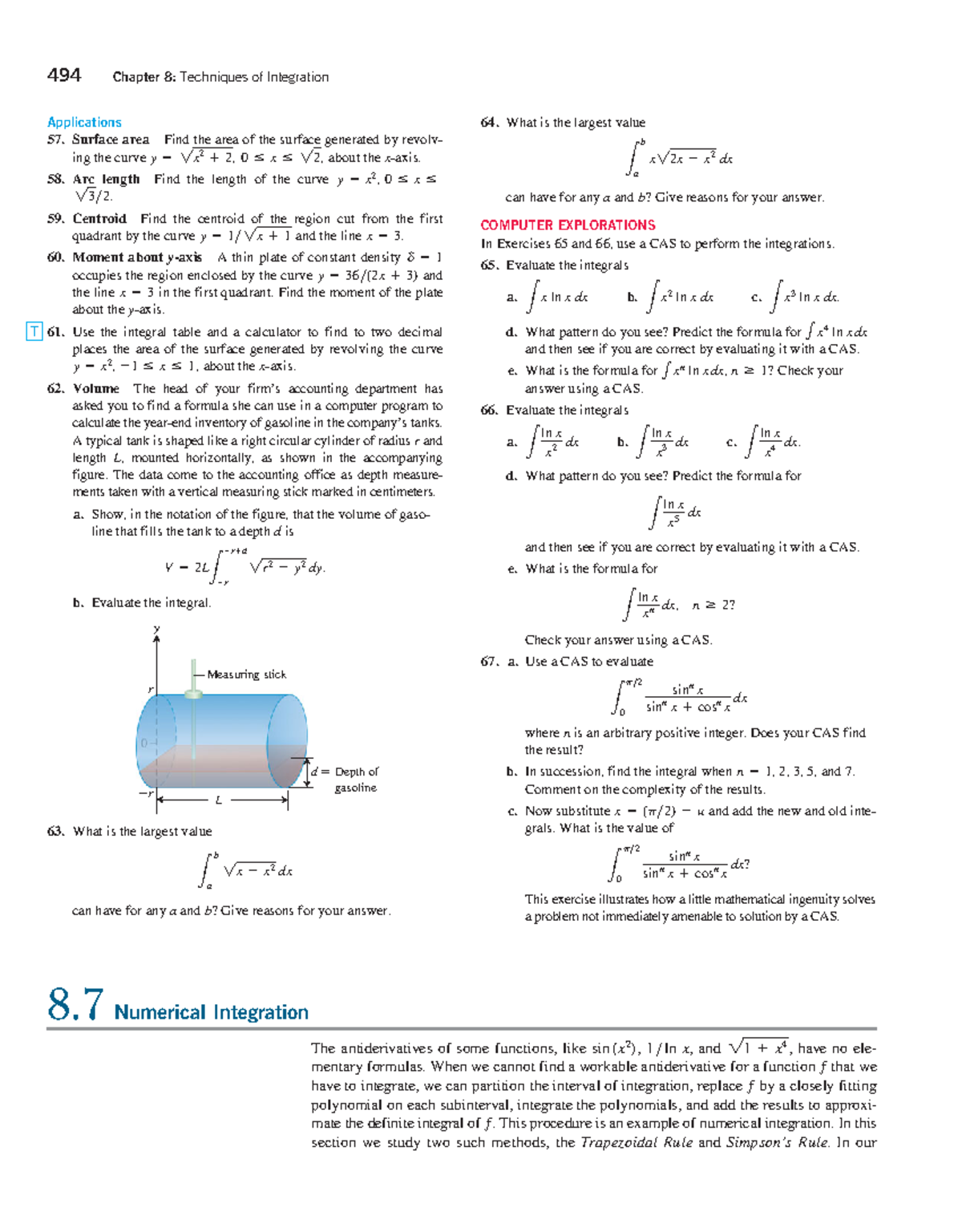 Math ch8-7 - math work - 494 Chapter 8: Techniques of Integration 64 ...
