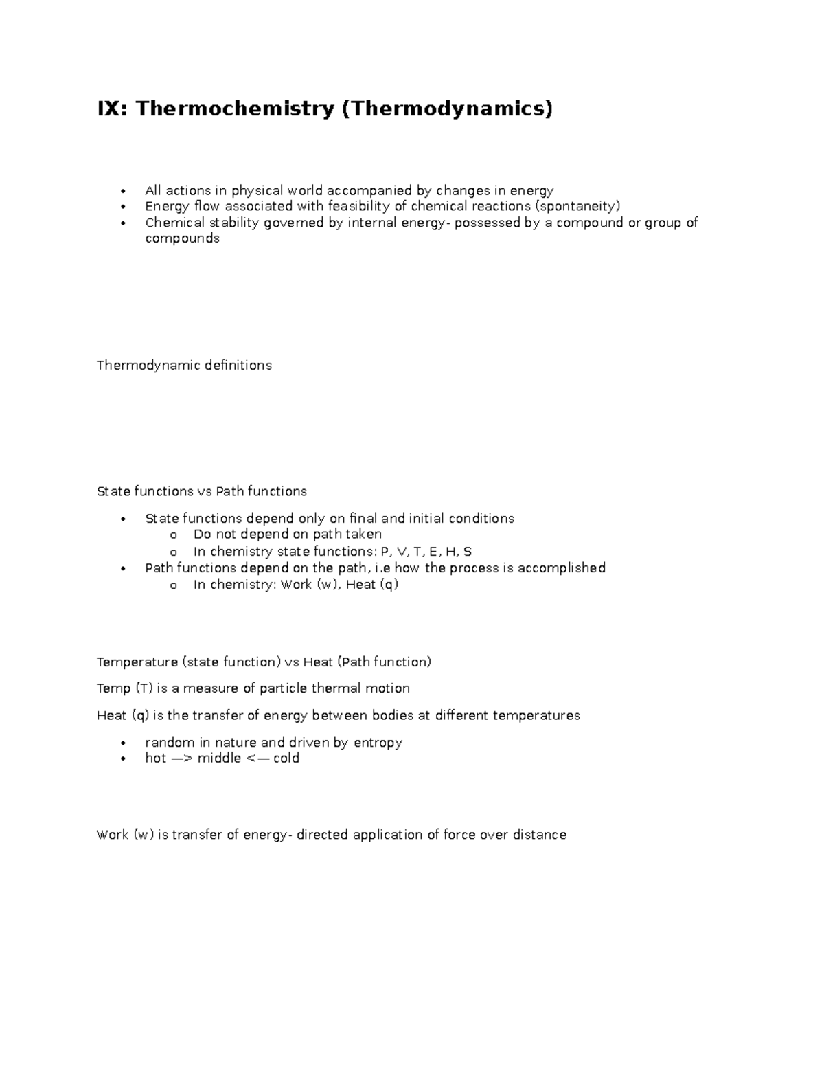 Unit IX Thermochemistry CHEM103 - IX: Thermochemistry (Thermodynamics ...
