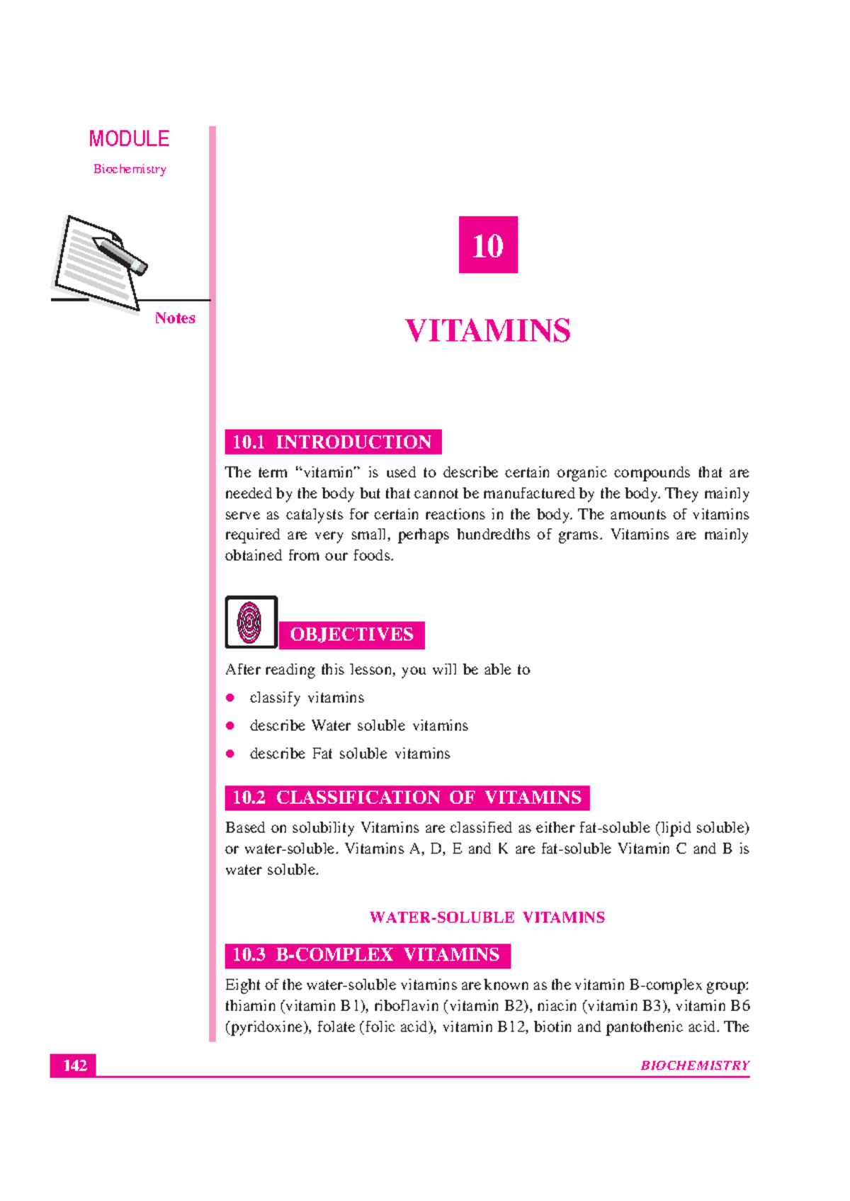 Lesson-10 - Food science - MODULE Vitamins Biochemistry Notes 10 ...