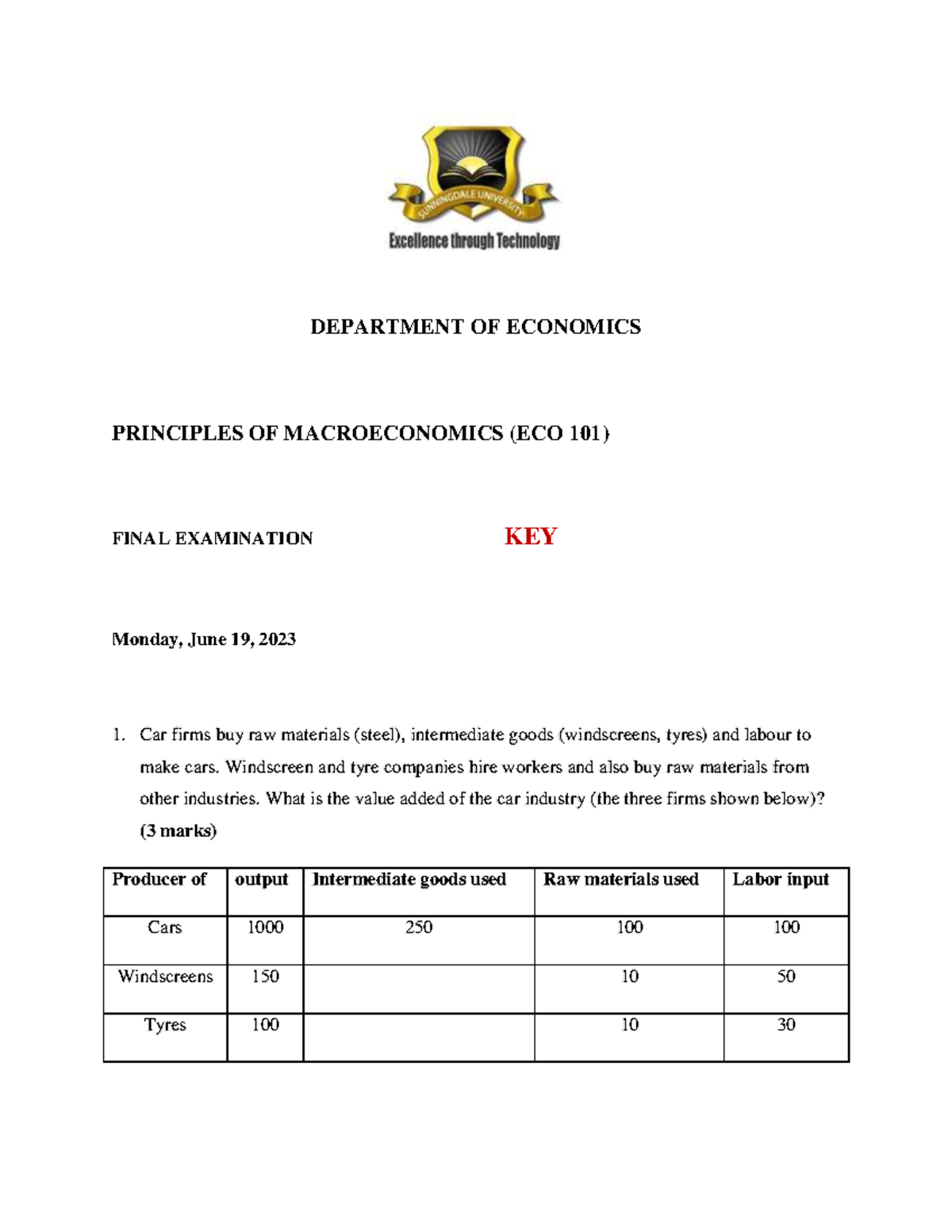 Principles OF Macroeconomics key - Studocu