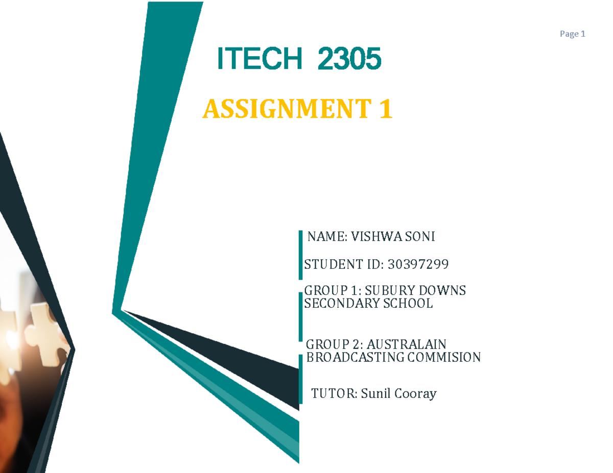 Itech 2305 Assignment 1 - ITECH 2305 ASSIGNMENT 1 STUDENT ID: 30397299 ...
