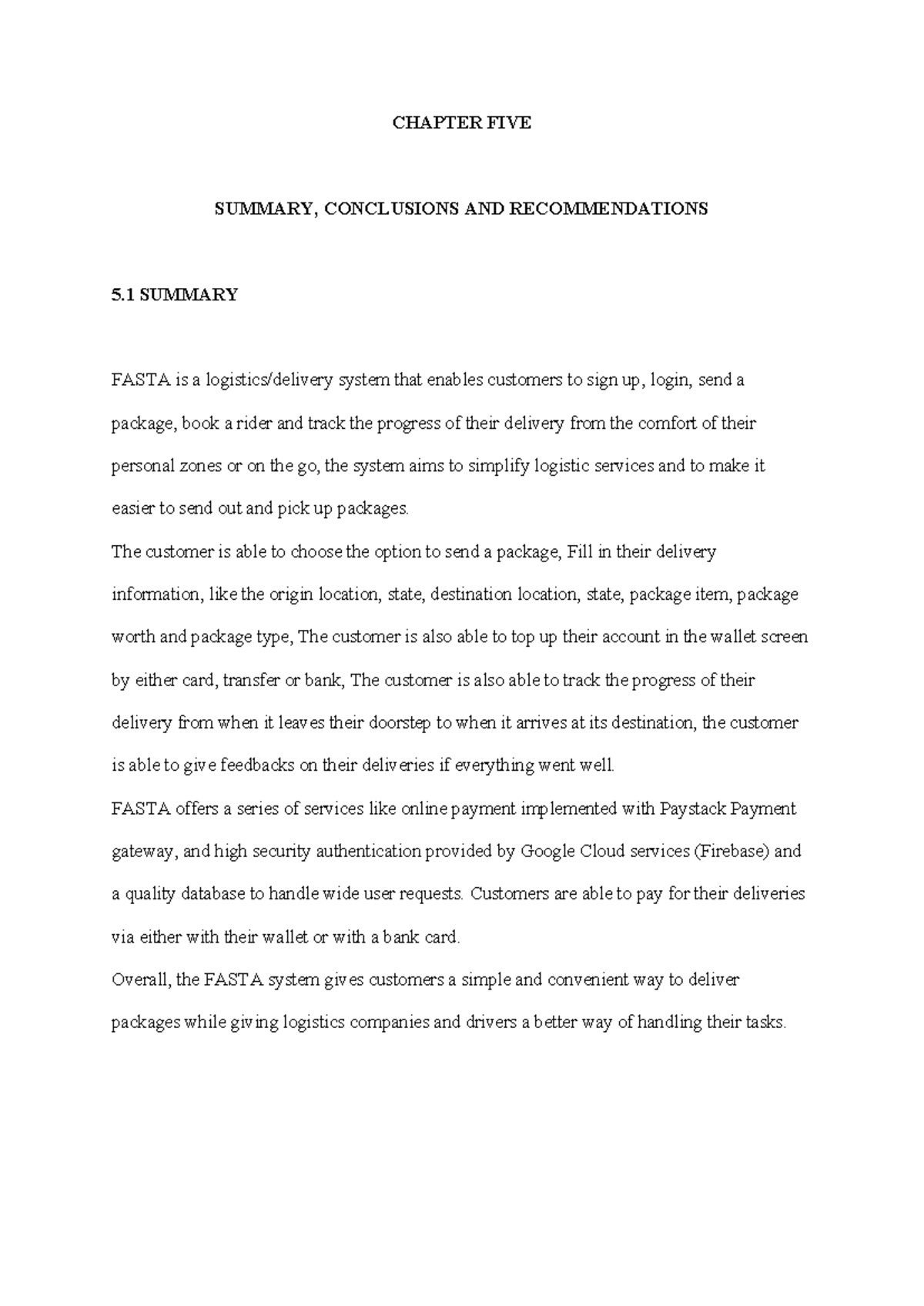 Chapter FIVE - Dispatch rider system - CHAPTER FIVE SUMMARY ...