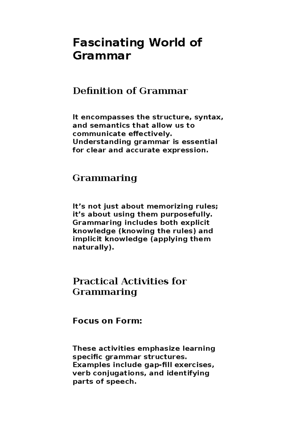 Fascinating World of Grammar - Fascinating World of Grammar Definition ...