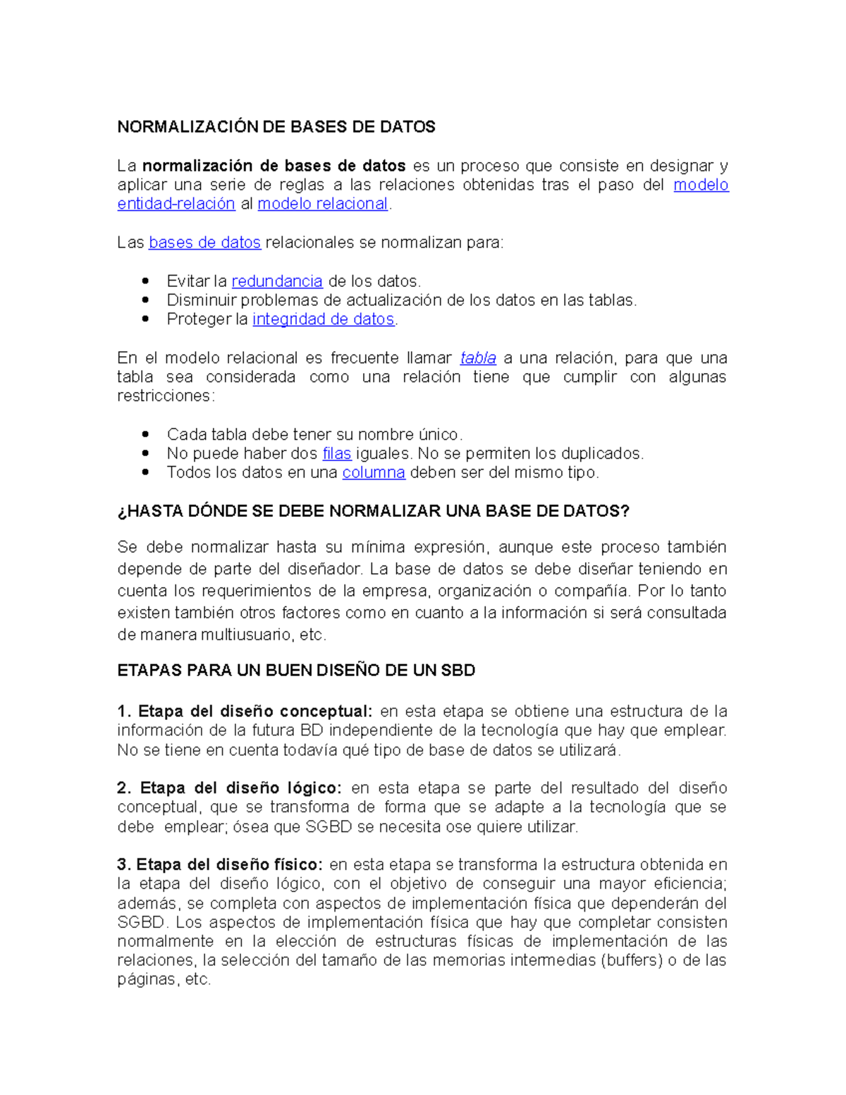 Actividades de Transferencia del Conocimiento - NORMALIZACIÓN DE BASES ...