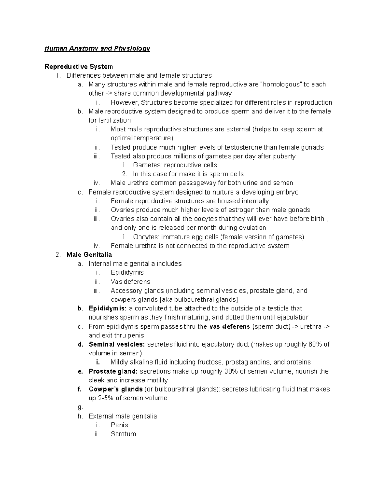 Anatomy & Physiology Notes: Reproductive - Human Anatomy and Physiology ...