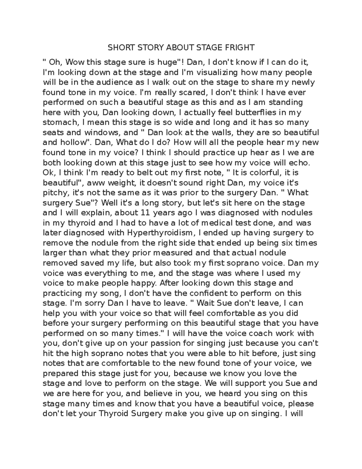 Short Story About Stage Fright - SHORT STORY ABOUT STAGE FRIGHT " Oh ...