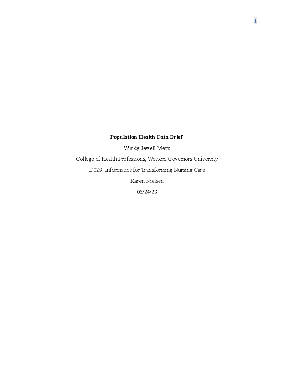 Population Health Data Brief - D029 - WGU - Studocu