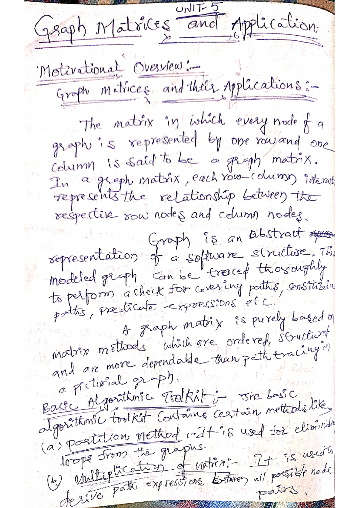 Software testing methodologies UNIT-5 - 5 Graph Matrices and ...