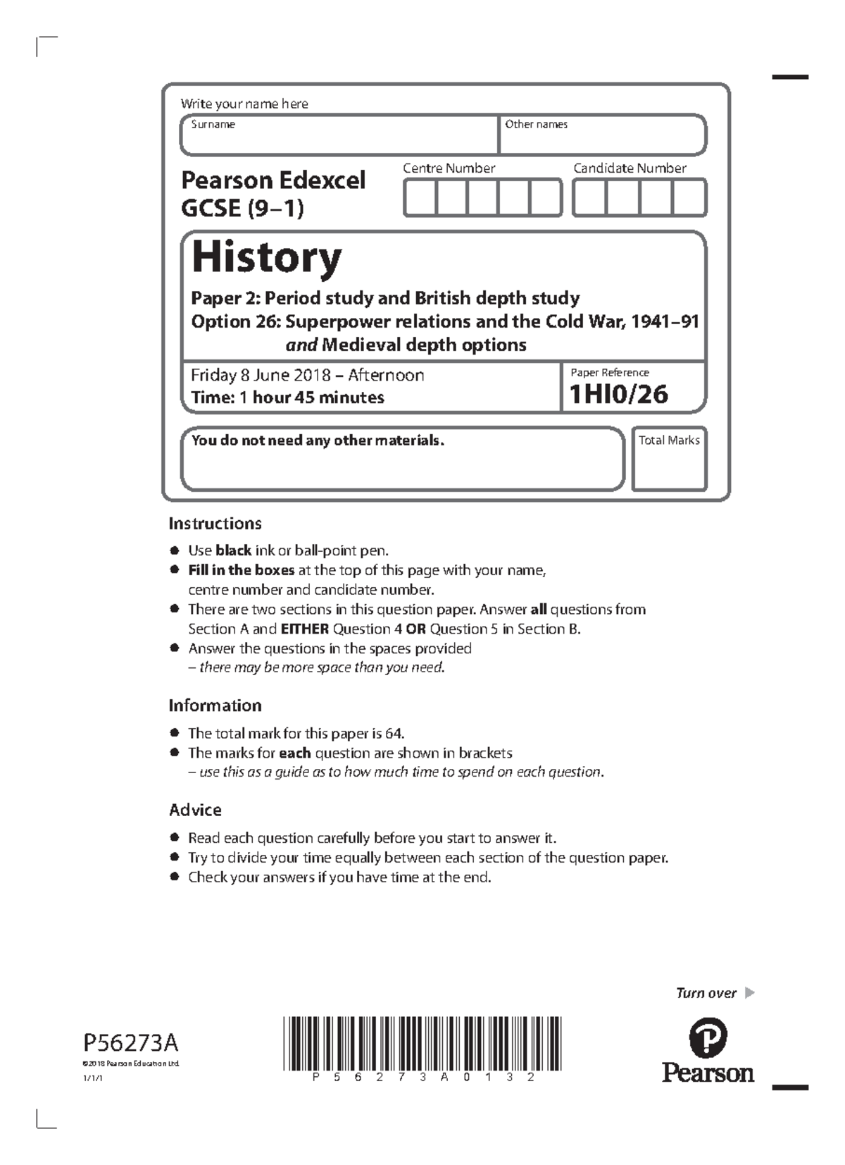 Cold war paper - history - History Paper 2: Period study and British ...