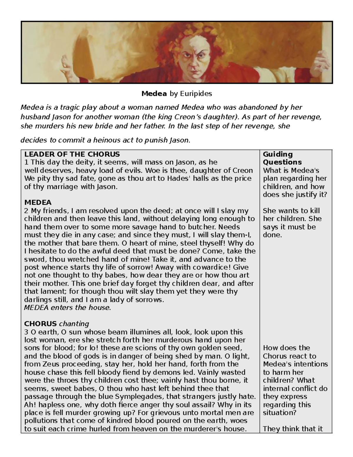 [Day 9] Medea - bio - Medea by Euripides Medea is a tragic play about a ...