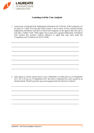 Module 6 learning activity answers - LAW6000 – Self Check Answers Module 6 1 Learning Activity ...