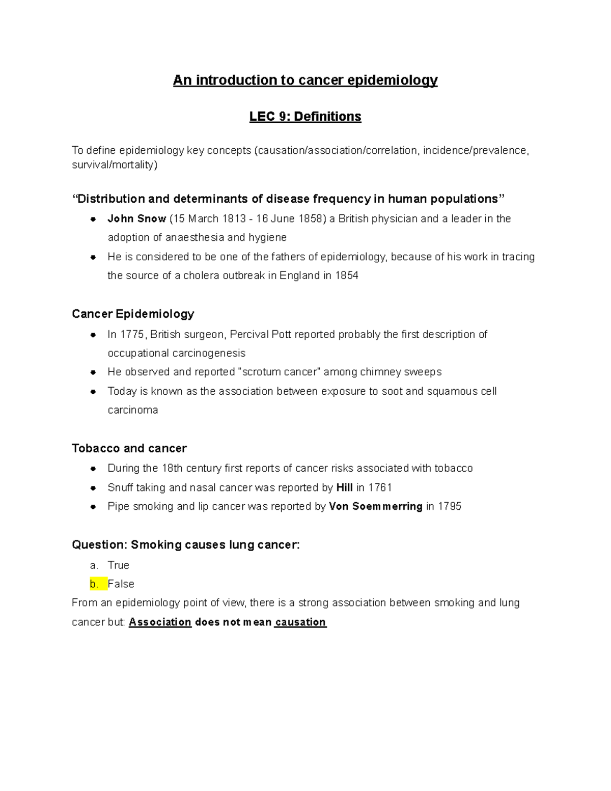 Cancer-Week 3 - Lecture Notes - An introduction to cancer epidemiology ...