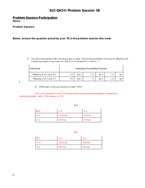 Epistasis Worksheet - Problem Session Participation Name: Problem ...