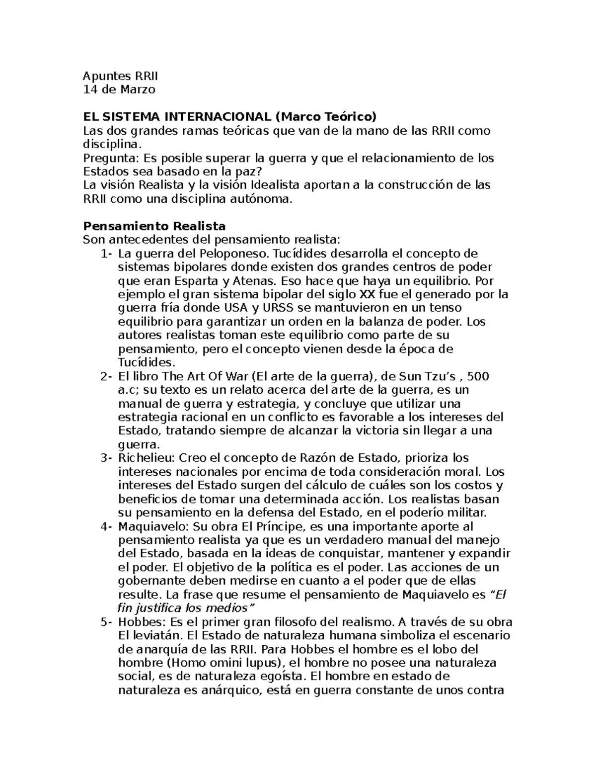 Apuntes RRII Teoria S-Realistas y Idealistas - Apuntes RRII 14 de Marzo ...