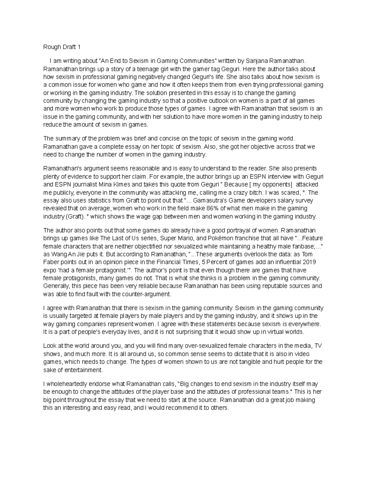 Rough Draft 11 Rough Draft 1 I Am Writing About An End To Sexism In rough-draft-11-rough-draft-1-i-am-writing-about-an-end-to-sexism-in